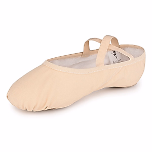 Bezioner Girls Canvas Ballet Shoes Ballet Slipper for Kids Women Yoga Shoes for Dancing-Ballet Pink (Size 7 Adult)