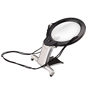 Reading Magnifier Magnifying Glass Necklace 2.5 X 6X Lighted Magnifier Glass Magnify Hands Free Handheld Large LED Magnifying Glass Illuminated Loupe Lens for for Seniors Reading,Embroidery,Jeweler