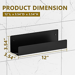 Neohomee Shower Caddy, Shower Shelf, Heavy Duty 304 Stainless Steel Floating Shelf, Bathroom Caddy Organizer Storage Rack Waterproof Wall Mounted, Black, 12 Inch