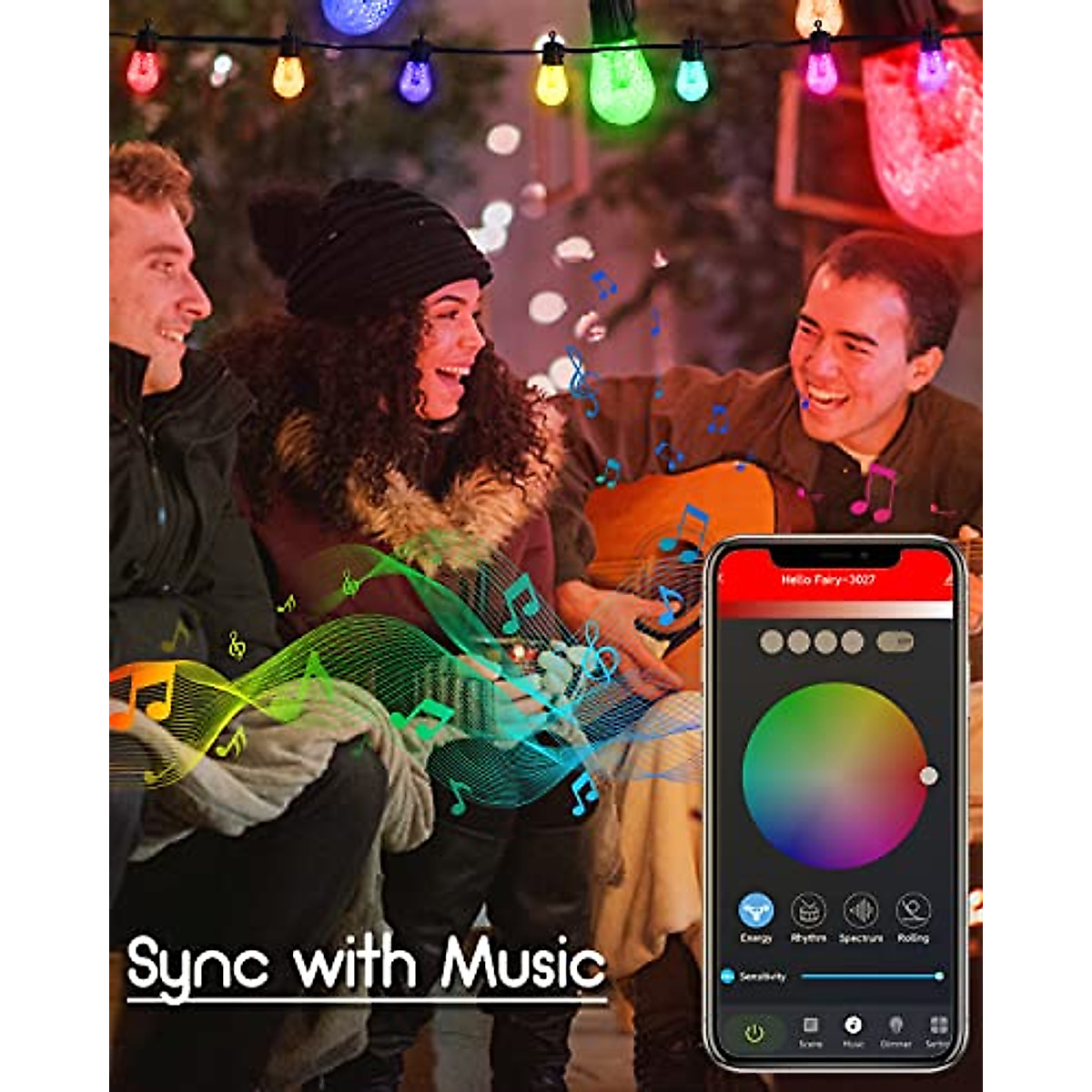 Solar Patio Lights Outdoor Waterproof, 48 FT Solar String Lights Dimmable, Timer, APP&Remote, String Lights for Outside Solar Powered Outdoor Solar String Lights for Yard, Backyard, Garden Decor