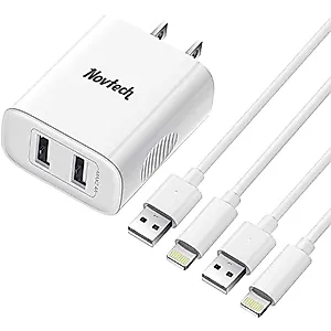 iPhone Charger Wall Plug -MFi Certified Dual USB Wall Charger Block Adapter with 2Pack 6FT USB to Lightning Cables 2.4A for iPhone 14 13 12 11 Pro Max Mini XR Xs X 8 7 6S 6 Plus 5s SE iPad (White)