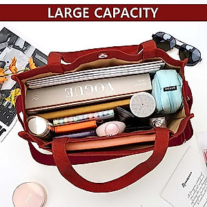 Corduroy Tote Bag for Women - Satchel Bag Large Tote Bag Aesthetic Crossbody Bag Handbag - School Work Travel Shopping Beach(Merlot red)