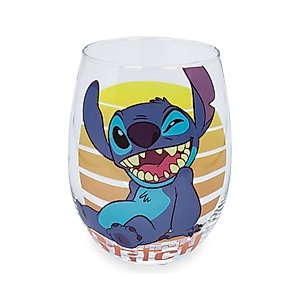 Silver Buffalo Disney Lilo And Stitch Sunset Stemless Glass, 20-Ounces