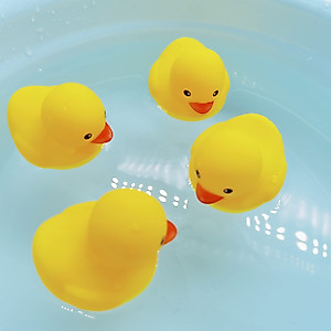 Osvela Duck Dog Toy Rubber Water Floating Bath Squeak Toy for Dogs Cats 4 Pack