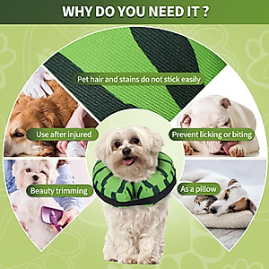 Protective Inflatable Recovery Cone Collar for Small Medium Large Dog, Soft E-Collar Dog Watermelon Donut Cone Alternative After Surgery for Dogs Cats