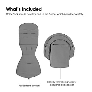BABYZEN YOYO 6+ Color Pack, Grey - Includes Seat Cushion, Matching Canopy & Zippered Back Pocket - Requires YOYO2 Frame (Sold Separately)