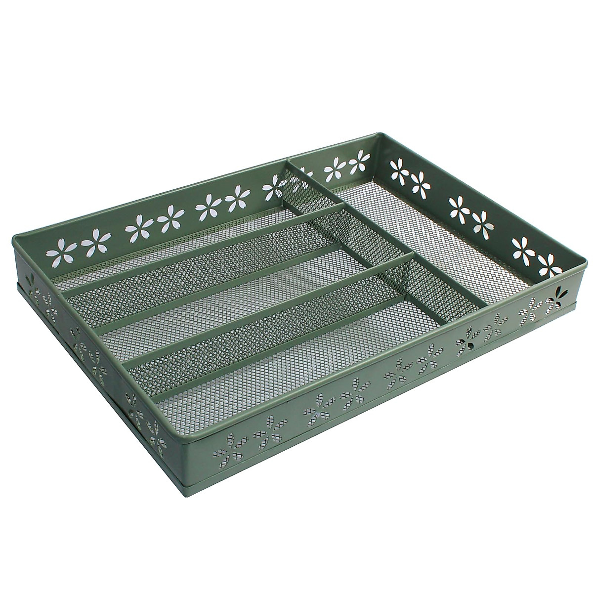 SETTFRFE Silverware Drawer Tray,Spoon and Fork Organizer,Flatware & Utensil Organizer for Kitchen Drawers,Grass Green
