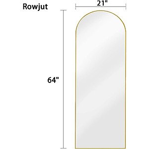 Rowjut 64"x21"Floor Mirror Arched Full Length Mirros, Mirror Floor Length Standing Hanging or Leaning/Large Full Body/Wall Mirror for Bedroom, Living Room, Aluminum Frame, Black