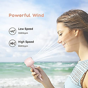 Aluan Handheld Fan Mini Portable Fan USB Rechargeable Battery 2 Speeds Powerful Wind Personal Hand Held Eyelash Fan with Stand Buckle for Kids Women Men Outdoor Indoor Travel Camping