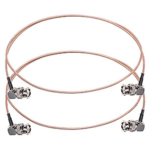 TUOLNK BNC Cable RG316 BNC Male Right Angle to BNC Male Right Angle Coaxial Cable for CCTV HD SDI Cable 3.28ft (1M) 50Ohm BNC Elbow 90 Degree Extension Cable 2 Pack