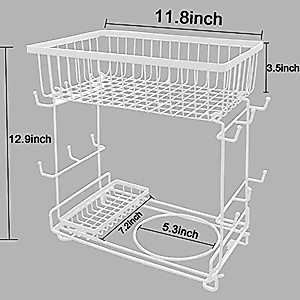Ronanemon Mug Holder Stand, Countertop Mug Tree,Capsule Storage, Coffee Mug Rack for Coffee Bar Decor Accessory & Kitchen Organizer(White)