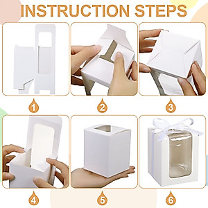 50 Set Wine Glass Gift Box Glassware Display Box Favor Boxes with Clear Window 9 oz Stemless Wine Glass Storage Box for Wedding Bridal Shower Baby Shower Birthday Parties Favors (White)