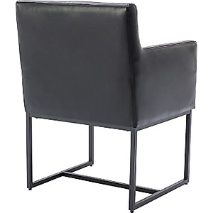 Set of 2 Upholstered Dining Chairs with Armrest, PU Leather Modern Accent Armchairs, Kitchen & Dining Room Chairs Side Chairs, Brown