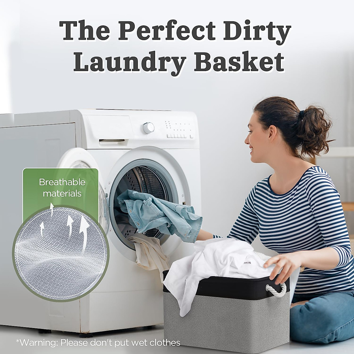 KITCSTI Fabric Storage Baskets for Shelves | Closet Storage Bins | Linen Cloth Baskets with Handle for Organizing