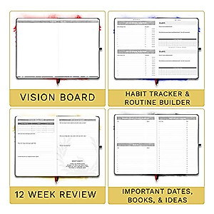 The Phoenix Journal - Best Daily Goal Planner, Organizer, & Calendar for Goal Setting, Gratitude, Happiness, & Productivity - Vision Board & Habit Tracking - 12 Weeks, Undated, Hardcover (Sapphire)