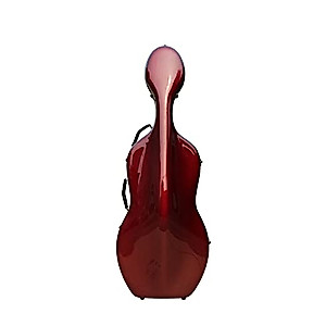 Hard Cello Case 4/4 Full Size Mixed Carbon Fiber Strong & Ultralight Cello Box with 2 Bow Holders & 2 Strong Handle & 2 Back Straps & Wheels Cello Bag (Red)