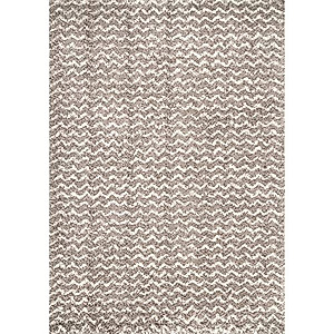 nuLOOM Cuellar Chevron Shag Area Rug, 9x12, Cream