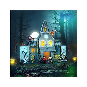 PicassoTiles Haunted House Theme Magnet Tile Building Blocks 8 Action Figures Magnetic Construction Toy Double Sided Printing Education STEM Learning Playset Halloween Adventure Kid Ages 3+ PTQ03