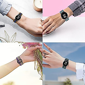 20mm Stretchy Band Compatible with Samsung Galaxy Watch 5/4 40mm 44mm/Watch 5 Pro 45mm/Watch 4 Classic 42mm 46mm/Watch 3 41mm/Galaxy Watch 42mm/Active 40mm/Active 2 40 44mm, Nylon Strap for Men Women