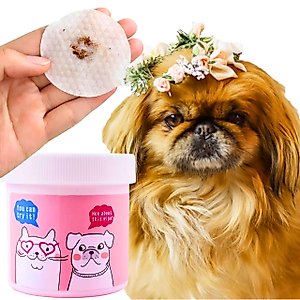 Dog Eye Wipes for Discharge and Crust, Tear Stain Remover Wipes for Shih-Tzu, Yorkies, Pekingese, Pugs, Schnauzers, and Cats,120 Non-Irritant Pre-Soaked Eye Wash Pads for Dogs and Cats [120ct]