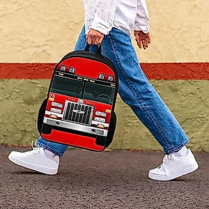 AFPANQZ Fire Truck Design Backpack for Elementary School Kids Cute Rucksack Lightweight School Bags Bookbags Backpacking Soft Daypack Daily Pack