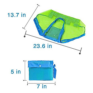Mesh Beach Toy Bag Sand Toy Bags Mesh Extra Large, Foldable Totes Shell Storage Bag Quick Dry Net Tote for Kids Beach Sand Toys Away from Sand Pool Supplies Storage Bags Picnic Backpack