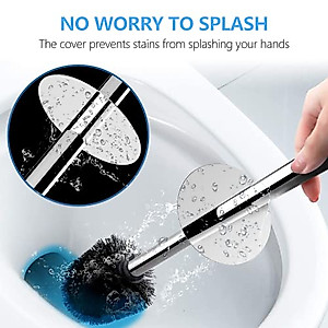 Premium Toilet Brush and Holder,Toilet Bowl Brush with 304 Stainless Steel Long Handle, Hidden Toilet Brush with Durable Scrubbing Bristles for Bathroom Deep Cleaning