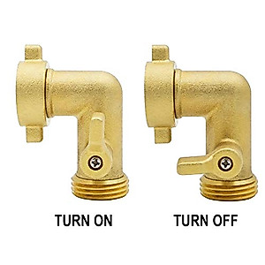 HYDRO MASTER Heavy Duty Brass Shut Off Valve,Garden Hose Elbow Connector,3/4" FHT x 3/4" MHT (90)