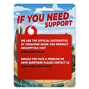 Vodafone Spain XL Prepaid SIM Card 350GB and 26GB in The Rest of Europe, UK, Turkey | 1600 Minutes to The US, Canada and to 66 Other Countries | Activation only at www tourtech .Shop