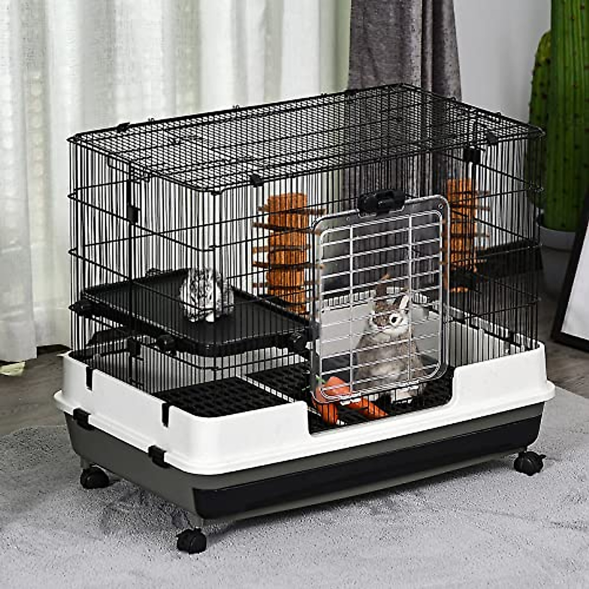 MUYG Bunny Carrot Cake Chew Toys,Rabbit Teeth Grinding Hanging Chinchillas Molar Toy Improve Dental Health Natural Apple Sticks for Guinea Pigs Rats Hamsters Gerbils(4 Packs)