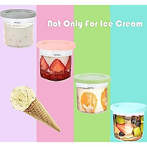 WHSSFINE Replacement Ice Creanm Pint Containers and Lids for Ninja Creami 16oz Cup Compatible with NC300 NC301 NC299AMZ Series Ice Cream Maker Leakproof Reusable Dishwasher Safe Set of 4