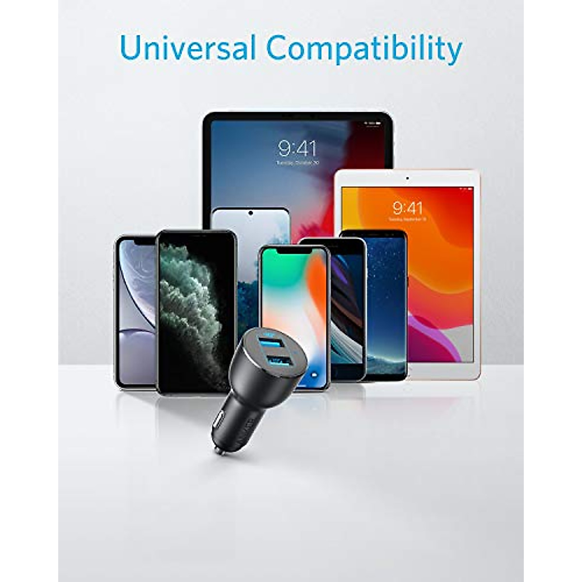 Anker Car Charger, 36W Metal Dual USB Car Phone Charger Adapter, PowerDrive III 2-Port 36W Alloy for iPhone 14 13 12 11 Pro Max mini X XR XS, iPad Pro mini, Galaxy S20/ S20+/ S10/ S10e/ S10+ and More