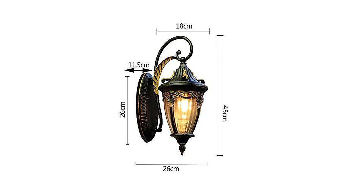 PEHUB Outdoor Wall Light Fixture, Industrial Vintage Sweep Black Metal ...