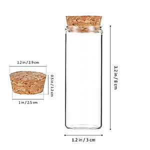 Baluue 10 pcs Glass Test Tubes, 30x80 mm Clear Borosilicate Glass Test Tubes with Cork Stoppers Good Seal for Fluids Container for Lab Use Candy Dried Flowers Storage Tubes