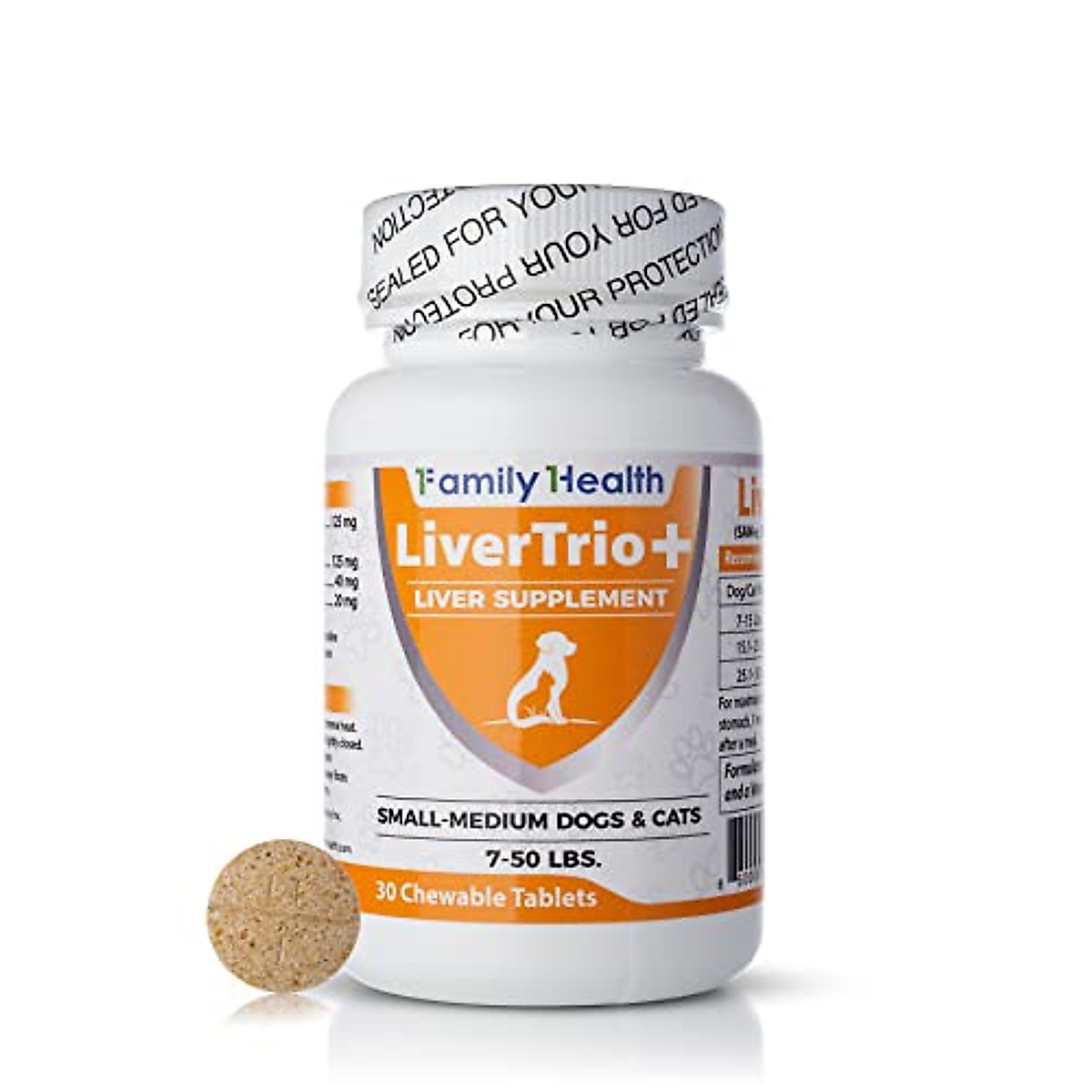 LiverTrio+ Comprehensive Liver Support Supplement for Smaller Dogs. Flavorful Chewable Tablets Combining Same, SPC, Silybin A+B, + Glutathione 30Ct (Small - Medium)