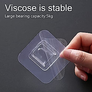 10 Pairs Double Sided Adhesive Hooks 5KG(Max) -Wall Hooks for Hanging,Without Punching and Nails,Transparent Hook Easy to Paste for Kitchen Bathroom Hooks,20 Psc