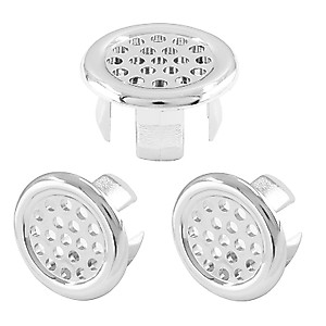 Qjaiune 3 Pack Bathroom Sink Overflow Trim Ring, Electroplating Chrome Overflow Drain Cover Round Basin Cover, Vanity Sink Overflow Cap Small Sink Insert, Plastic Mesh Hole Trim Ring for Kitchen
