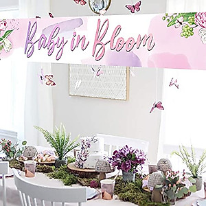 Baby In Bloom Large Banner Sign Backdrop,Welcome Baby Party Decorations Supplies,Baby Shower Decor For Baby Boy Or Girl Baby Shower Decorations 9.8x1.6ft