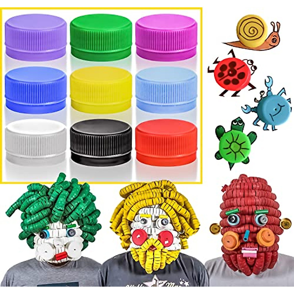 Motbach 200Pcs Plastic Bottle Caps for DIY Craft Environmental Protection and Development of Children’s Intelligence (Mixed Color)