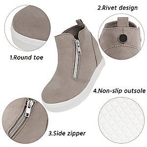 CCVON Girls Wedge Sneakers Kids Boots High Top Platform Shoes Littile Kids/Big Kids Color Taupe Size 2