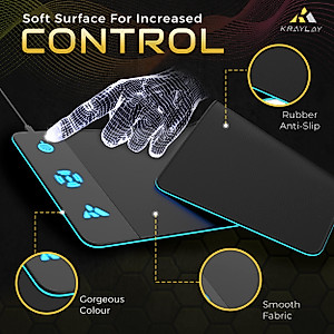 Kraylay XXL RGB Gaming Mouse Pad with Wireless Charger, 11 Colors LED Mouse Mat with 10W Fast Charging, Non Slip Extended Big Mousepad, Black Gaming Mouse pad for Laptop, PC, Office, and Gaming