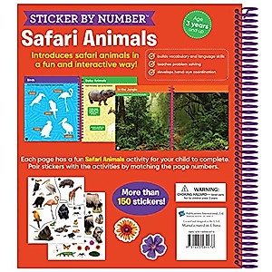 Brain Games - Sticker by Number: Safari Animals (For Kids Ages 3-6): A Kid's Sticker Activity Book With More Than 150 Stickers!
