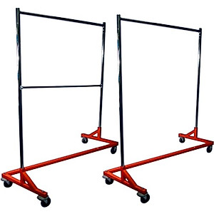 Only Hangers Single Bar Hang Rail plus Double Bar Hang Rail - Heavy Duty Rolling Z Rack Set of (2)