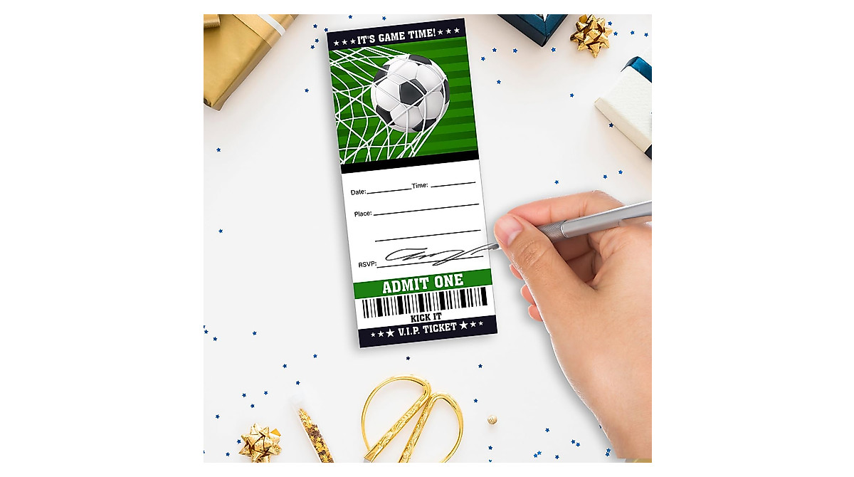 Vibrant Soccer Ticket Invitations - 20 Pack Set