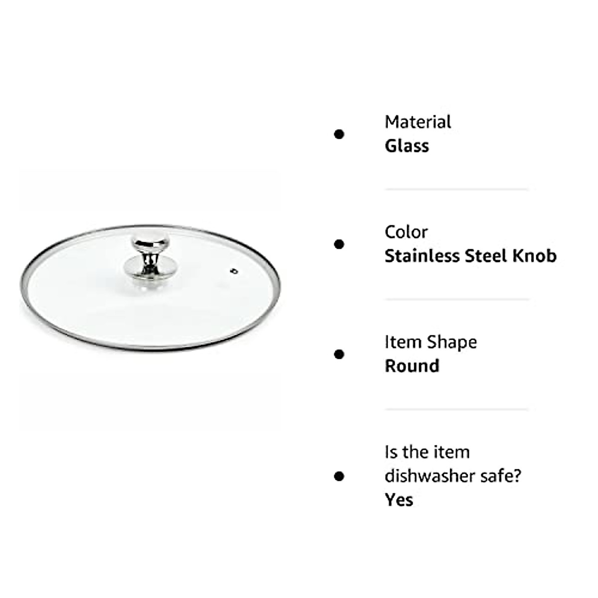 11 In Glass Lid for Frying Pan, Tempered Replacement Cover Compatible with All 11 Inches Cookware for Skillets, Round Cast Iron, Cast Aluminium, Stainless Steel Pans &Pots