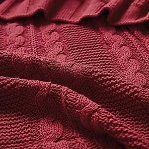 VCNY Home | Dublin Collection | Throw Blanket - 100% Cotton in Cable Knit Weave, Ultra Plush, Luxuriously Warm - for Bed, Couch, or Chair, Throw, Red 50x70