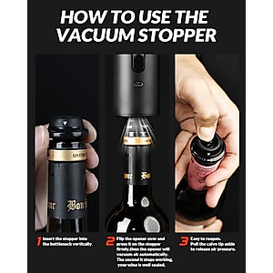 IntreLife 2 in 1 Electric Wine Opener Set,Rechargeable Wine Bottle Openers with Electric Vacuum Preserver,Wine Stopper,Foil Cutter,Automatic Wine Saver Pump Set