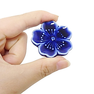 Honbay 6PCS Elegant Cherry Blossom Ceramic Chopsticks Rest Rack Stand Holder for Chopsticks, Forks, Spoons, Knives, Paint Brushes (Yellow)