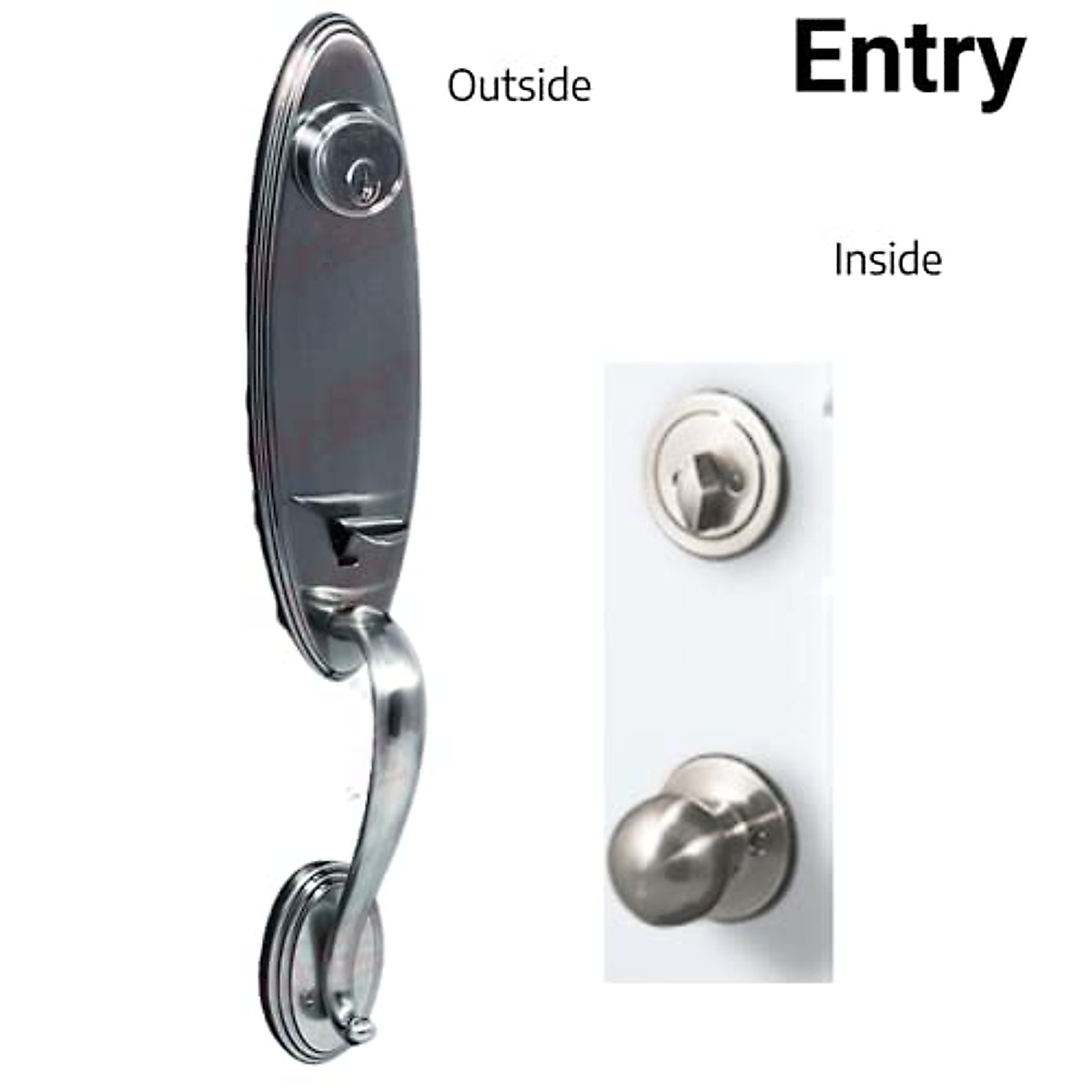 NU-SET Madrid Series Basic Satin Chrome Nickel Front Entry and Dummy Handleset for Double Doors