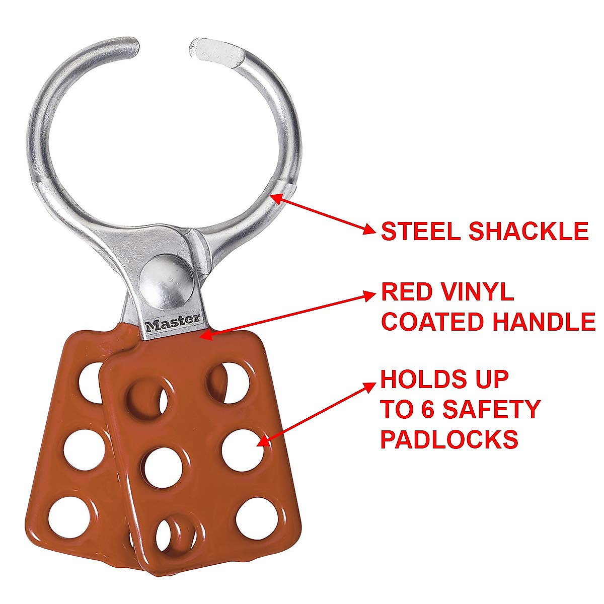 Master Lock 417 Lockout Tagout Safety Hasp,Red